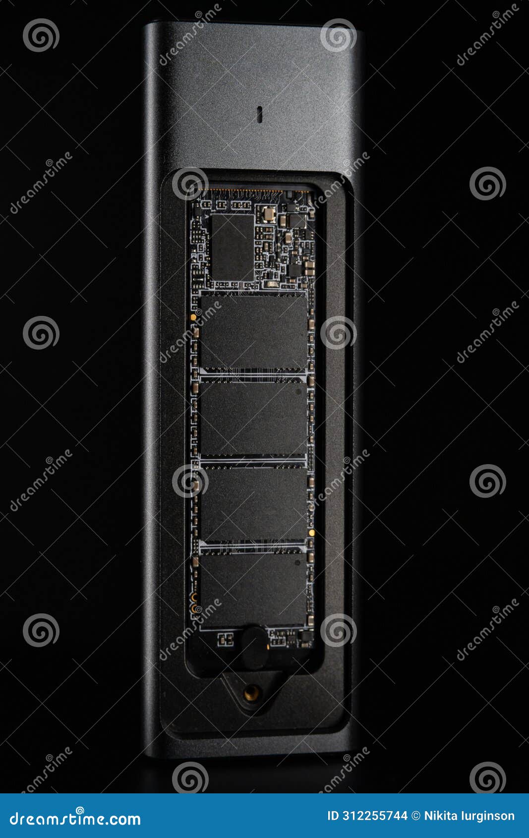 Open SSD Case with Inside High-Speed M.2 on Black Background, External ...