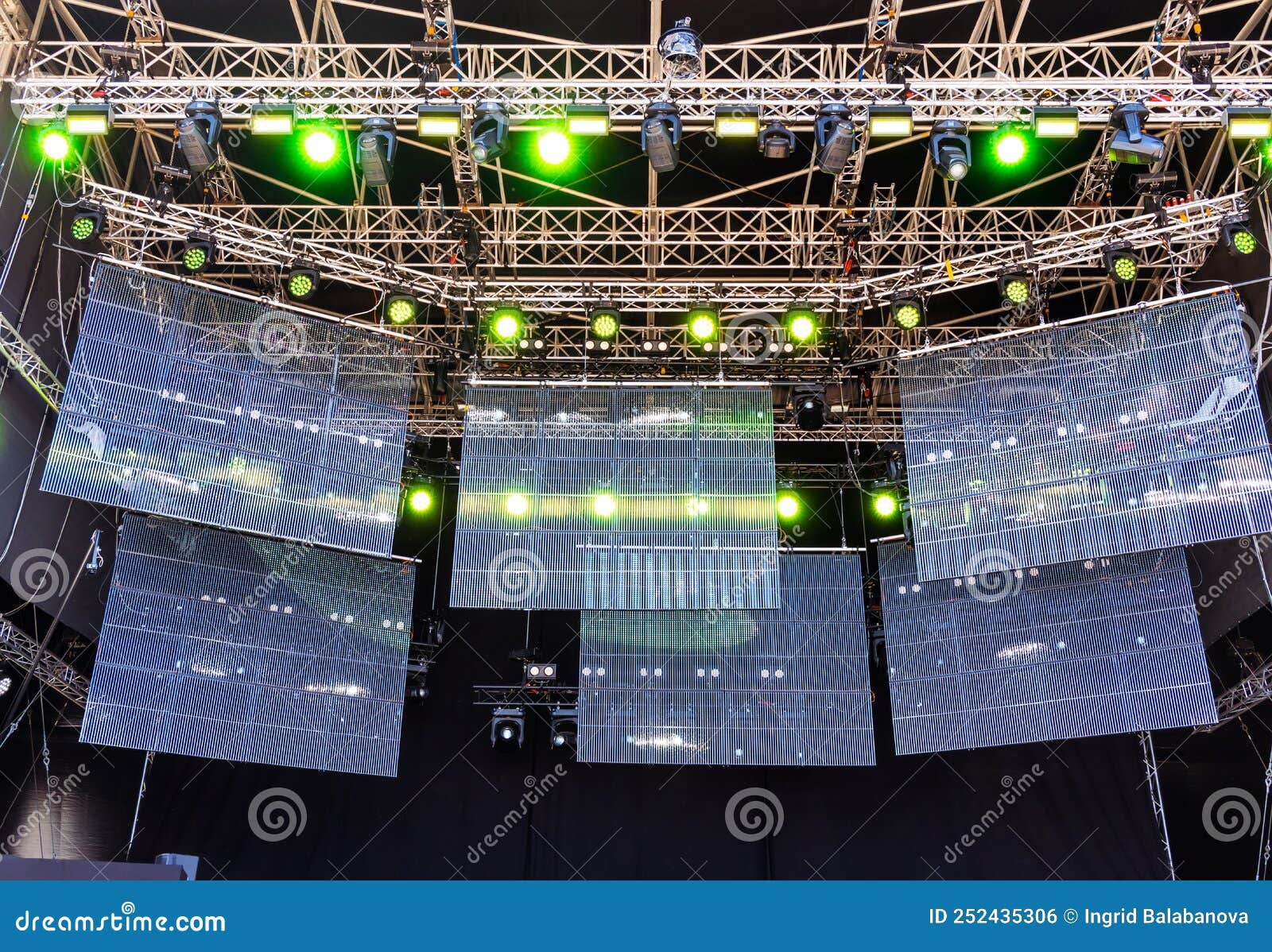 Open Stage with Flat Screens for Broadcasting of Concert or Event Stock ...