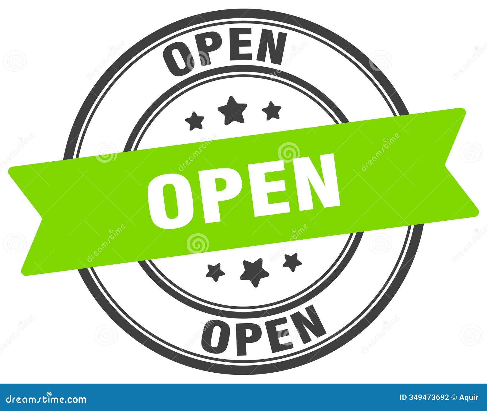 Open Stamp. Open Label on Transparent Background. Round Sign Stock ...