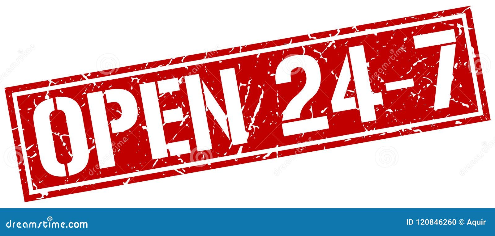 Open 24 7 stamp stock vector. Illustration of insignia - 120846260