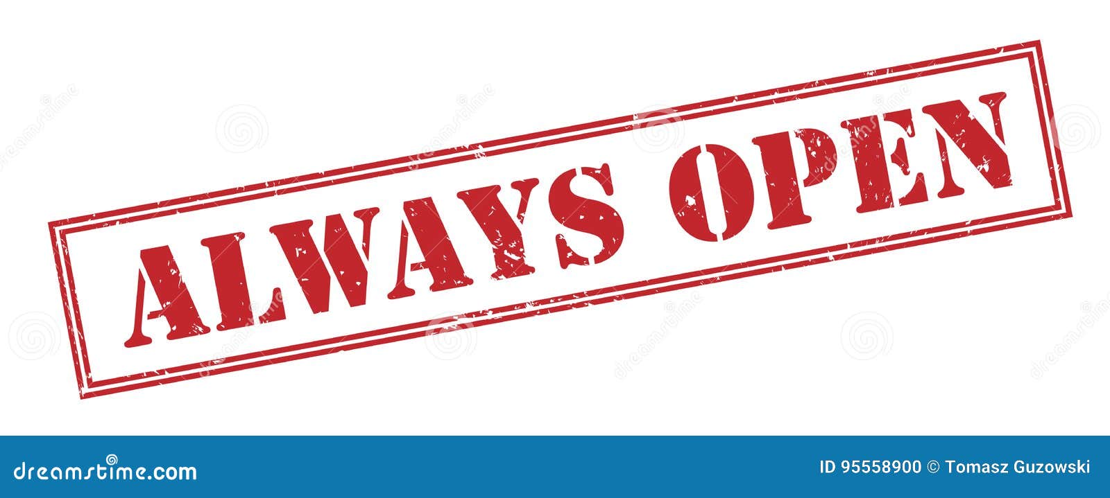 Always Open Stamp on White Background Stock Illustration - Illustration ...
