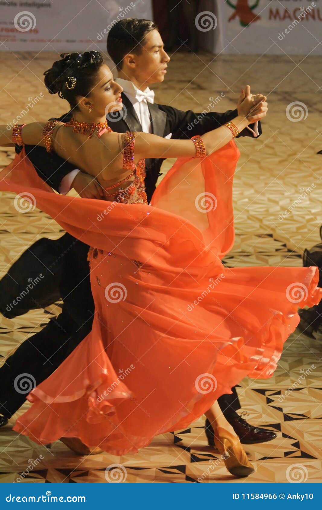 Open Standard Dance Contest Orange Gown Editorial Photo - Image of cupa ...