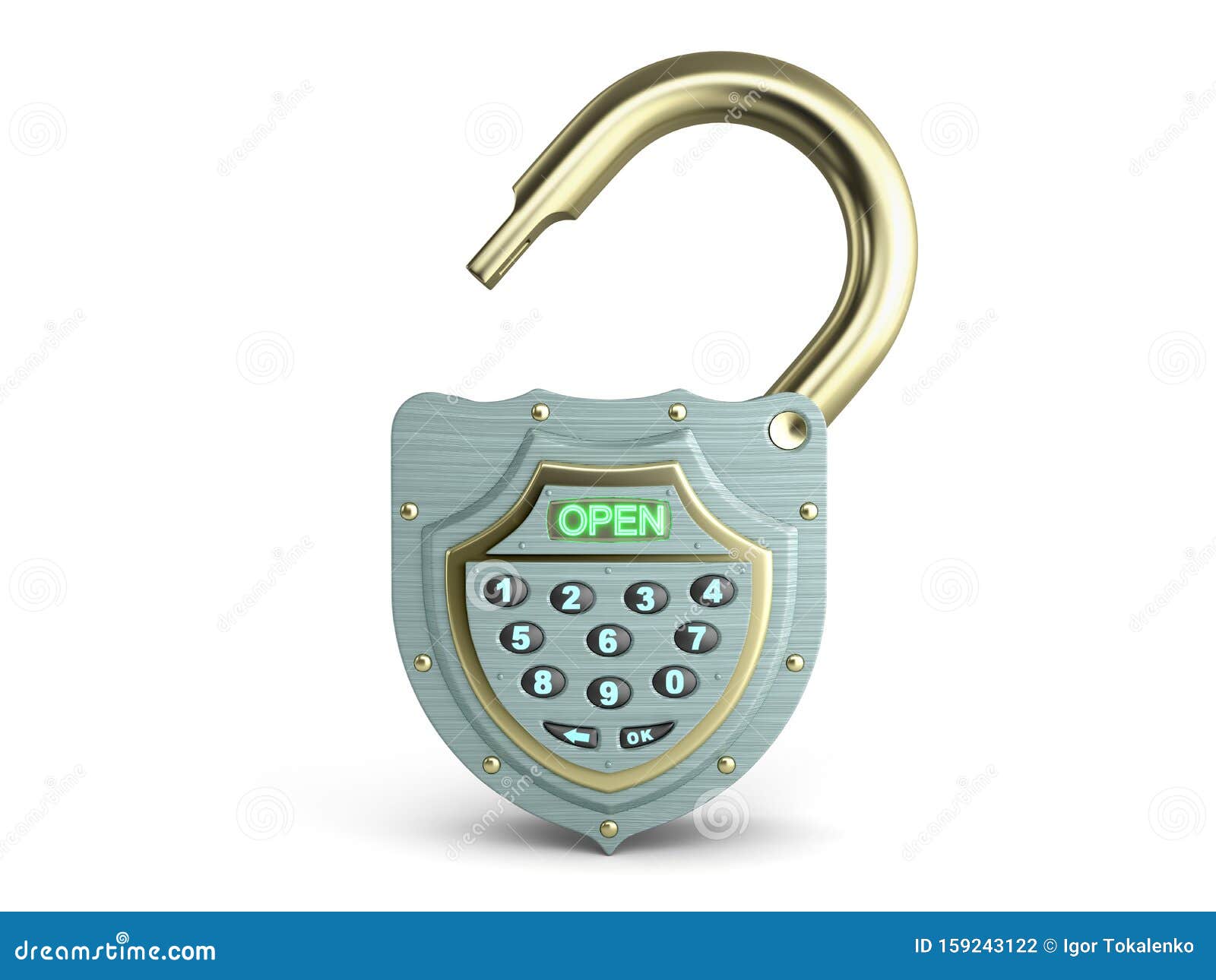 Open Steel Digital Lock with Dial 3d Render on Blue Gadient Stock ...