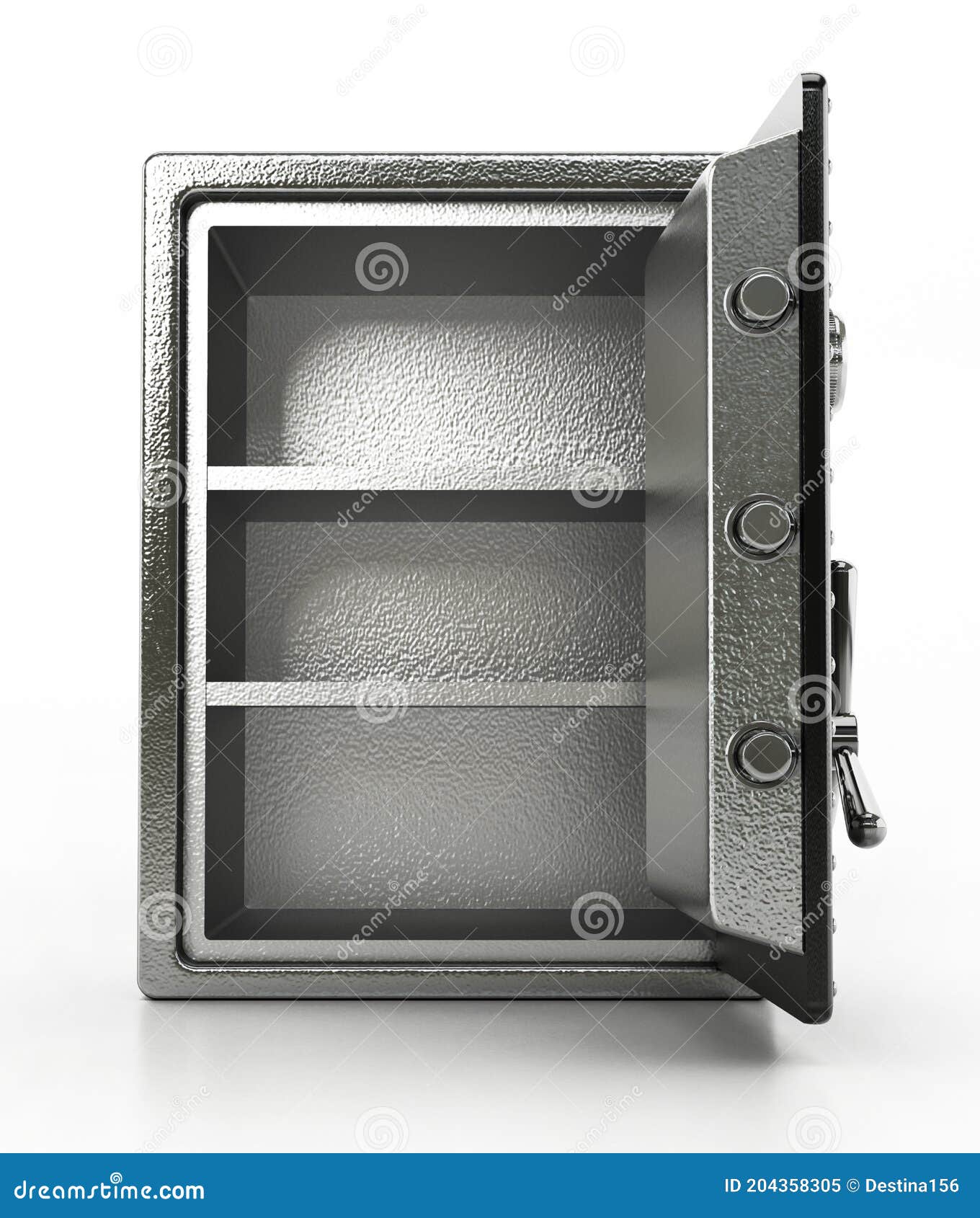 Open Steel Safe Isolated on White Background. 3D Illustration Stock ...