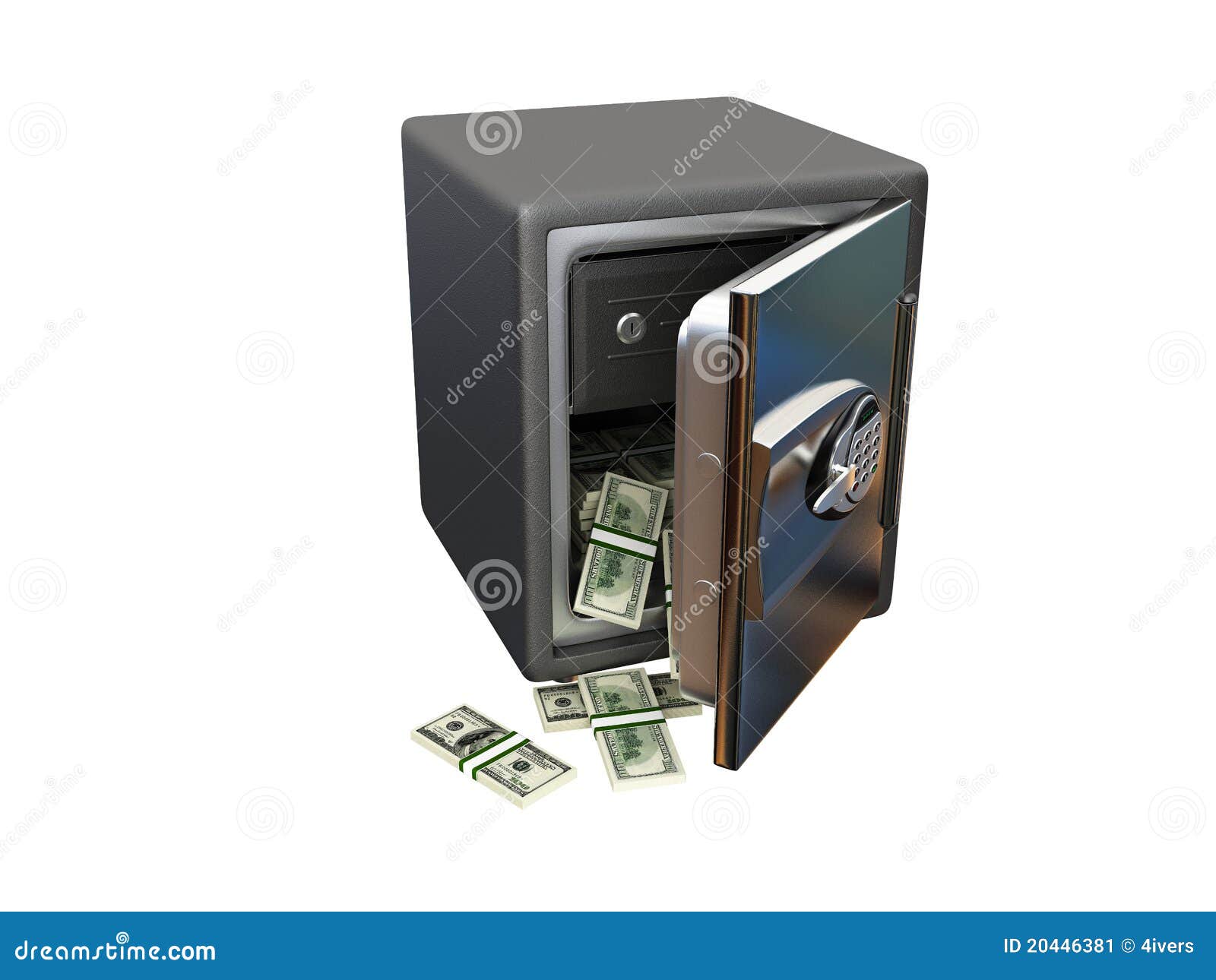 Open steel safe with money stock illustration. Illustration of currency ...