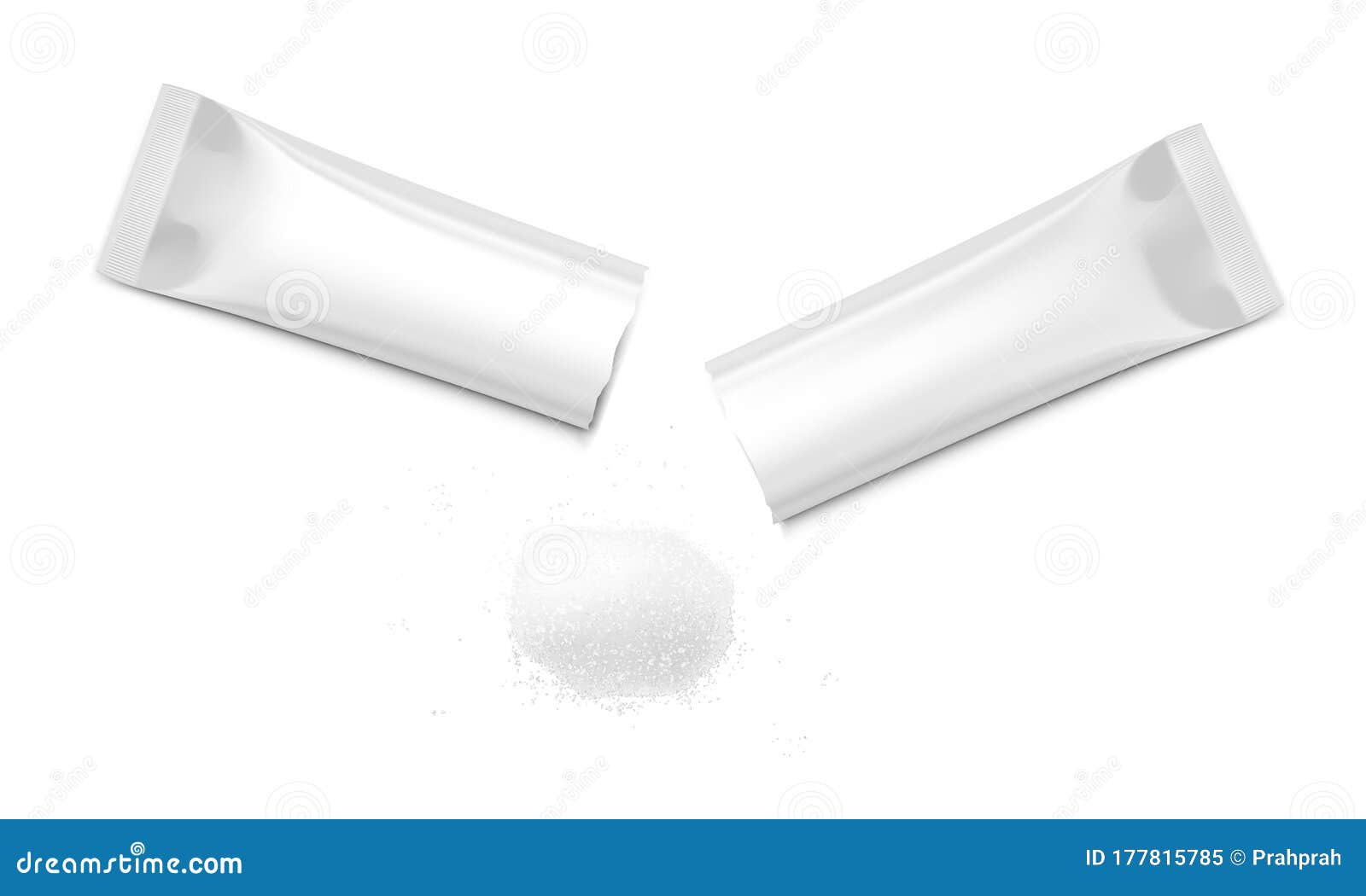 Stick Pack. Blank Sachet Package Mockup For Coffee And Tea Isolated On ...