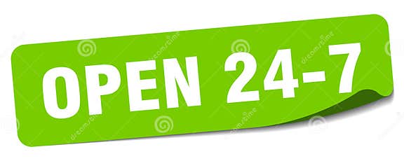 Open 24 7 Sticker. Open 24 7 Label Stock Vector - Illustration of white ...