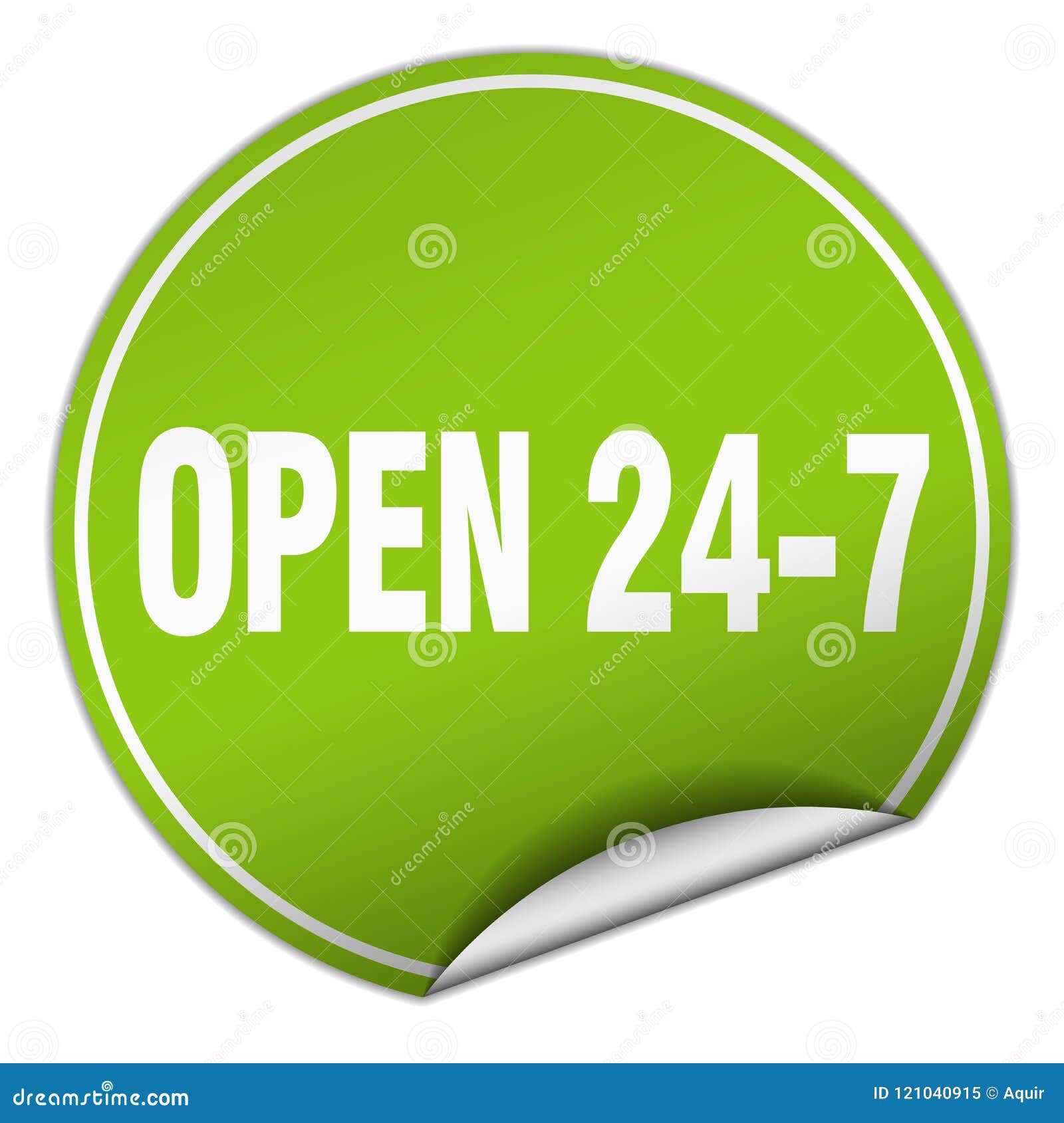 Open 24 7 sticker stock vector. Illustration of sign - 121040915