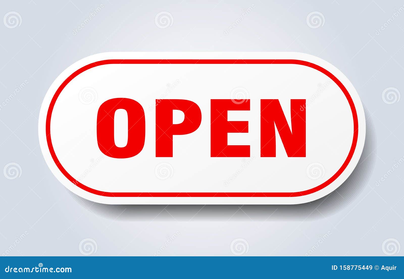 Open sticker. stock vector. Illustration of badge, website - 158775449
