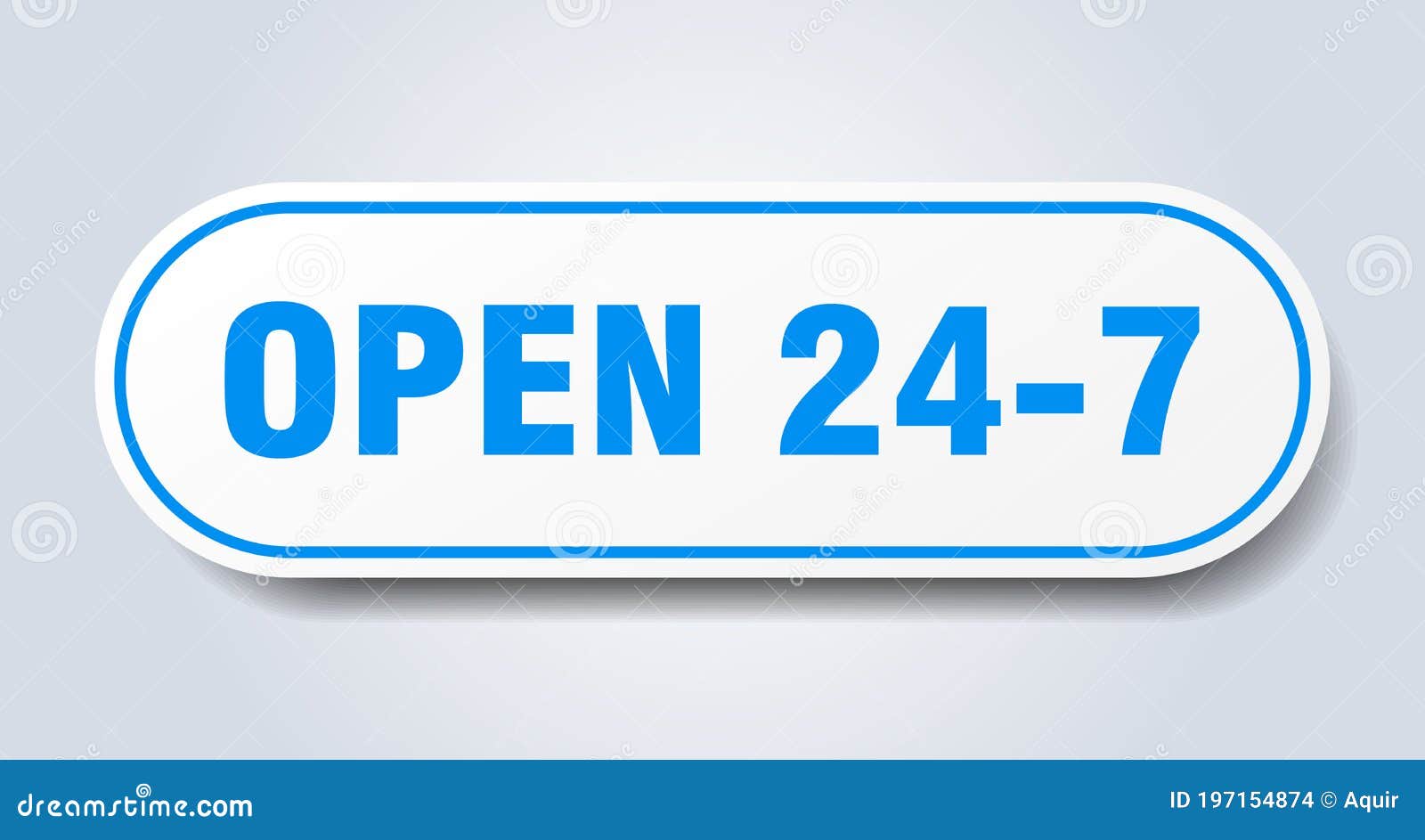 Open 24 7 sticker. stock vector. Illustration of open - 197154874