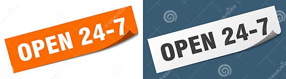 Open 24 7 Sticker. Open 24 7 Sign Set Stock Vector - Illustration of ...
