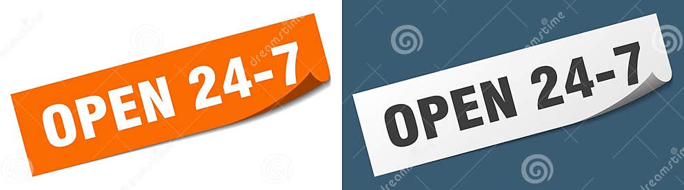 Open 24 7 Sticker. Open 24 7 Sign Set Stock Vector - Illustration of ...