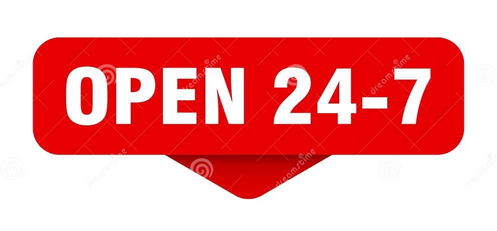 Open 24 7 Sticker. Open 24 7 Sign on Transparent Background Stock ...