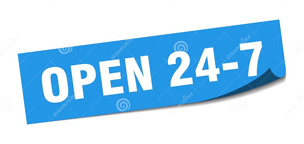 Open 24 7 Sticker. Open 24 7 Square Sign Stock Vector - Illustration of ...