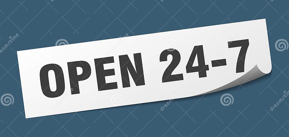 Open 24 7 Sticker. Open 24 7 Square Sign Stock Vector - Illustration of ...