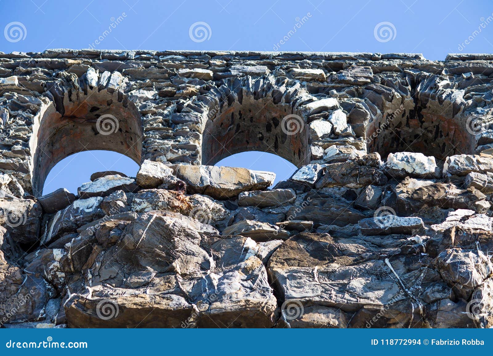 Open Stone Windows in the Blue Sky Background Stock Photo - Image of ...