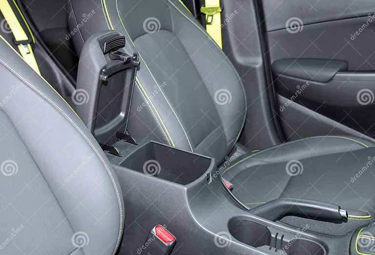 Open Storage Box between Front Car Seats Stock Image - Image of seat ...