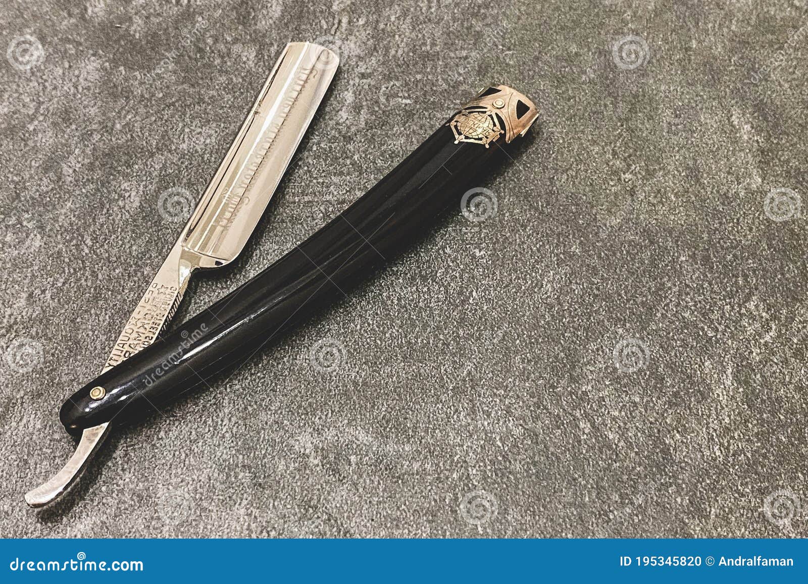Open Straight Razor on a Gray Background Stock Photo - Image of razor ...