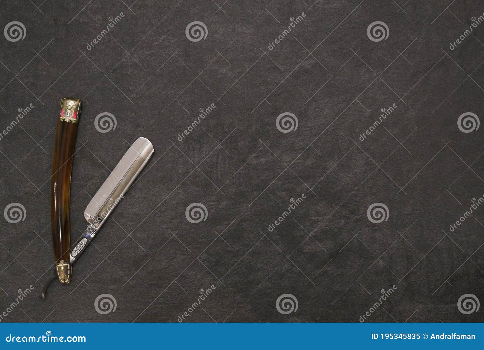 Open Straight Razor on a Gray Background Stock Image - Image of barber ...