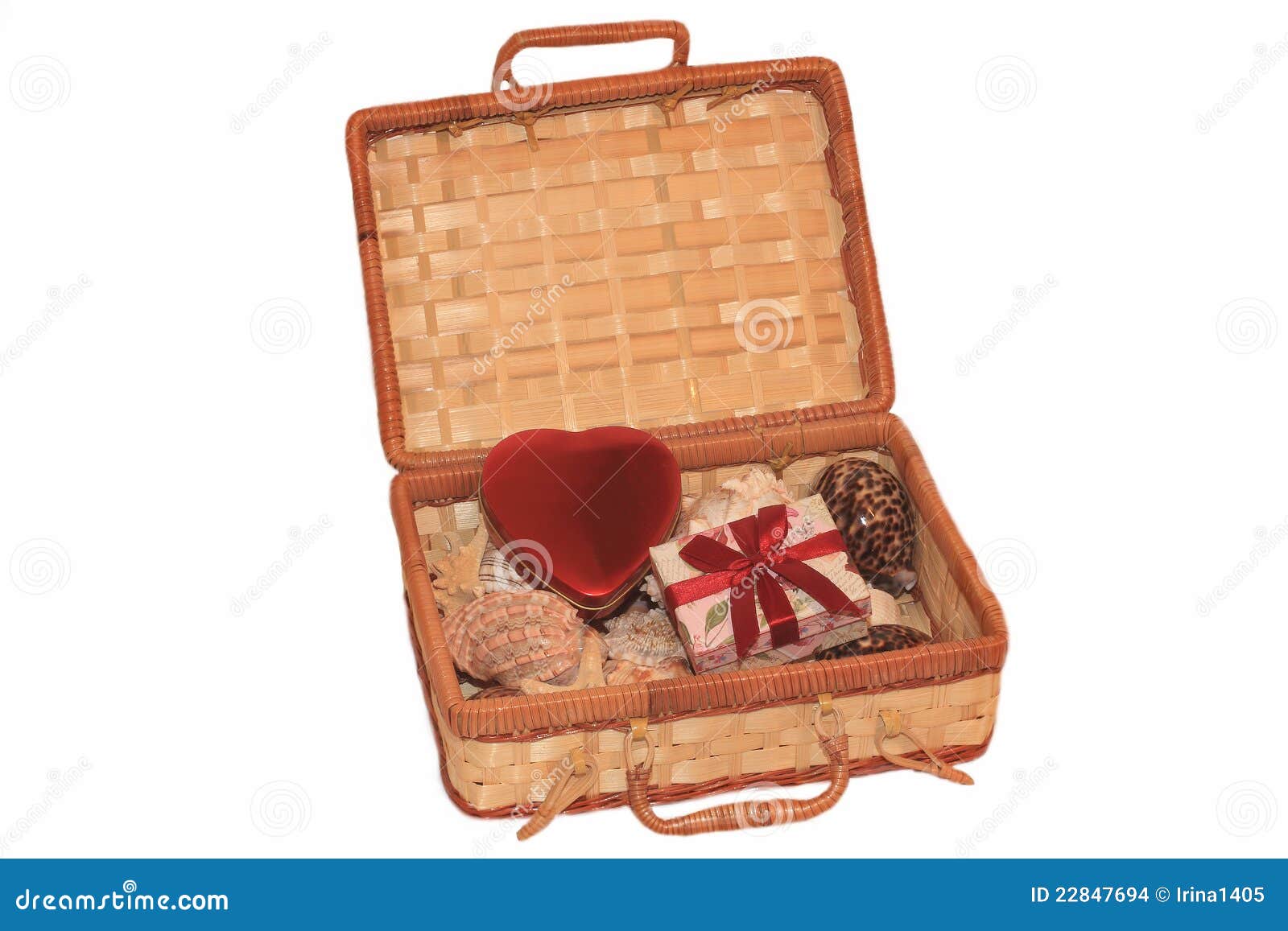 Open Straw Chest with Red Heart Stock Photo - Image of open, brown ...