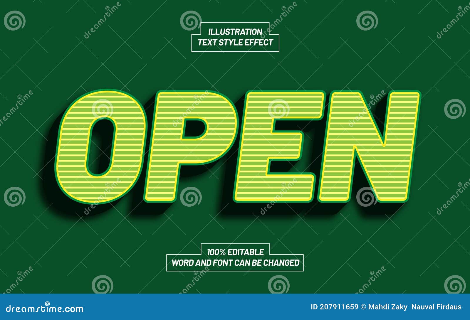 Open Stripped Text Style Effect Stock Vector - Illustration of frame ...
