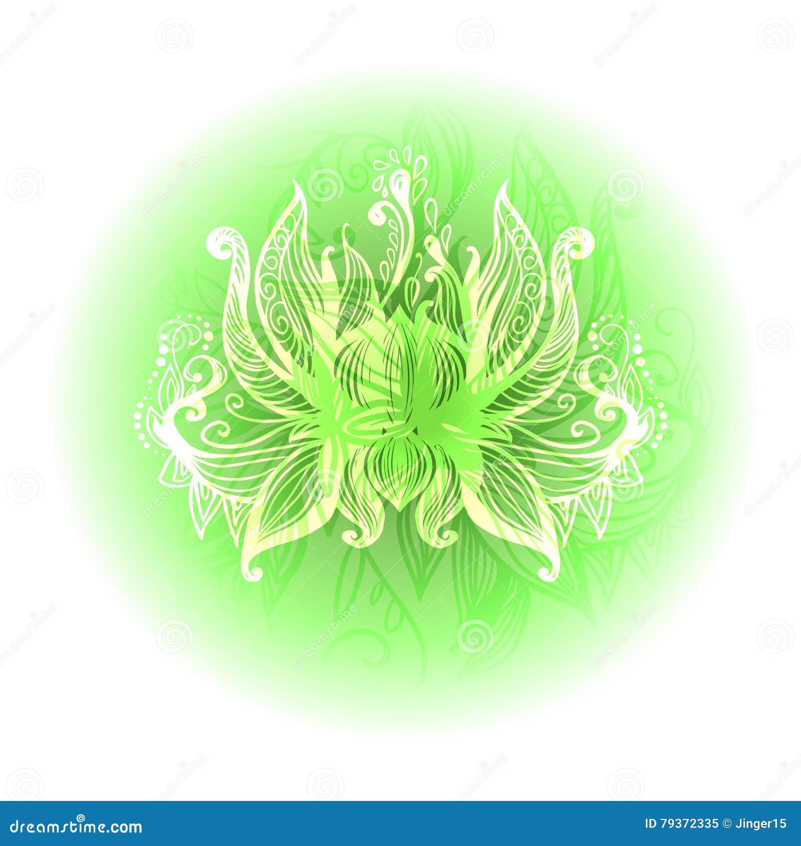 Open Stylized Lotus Flower. Decorative Round Composition Stock Vector ...