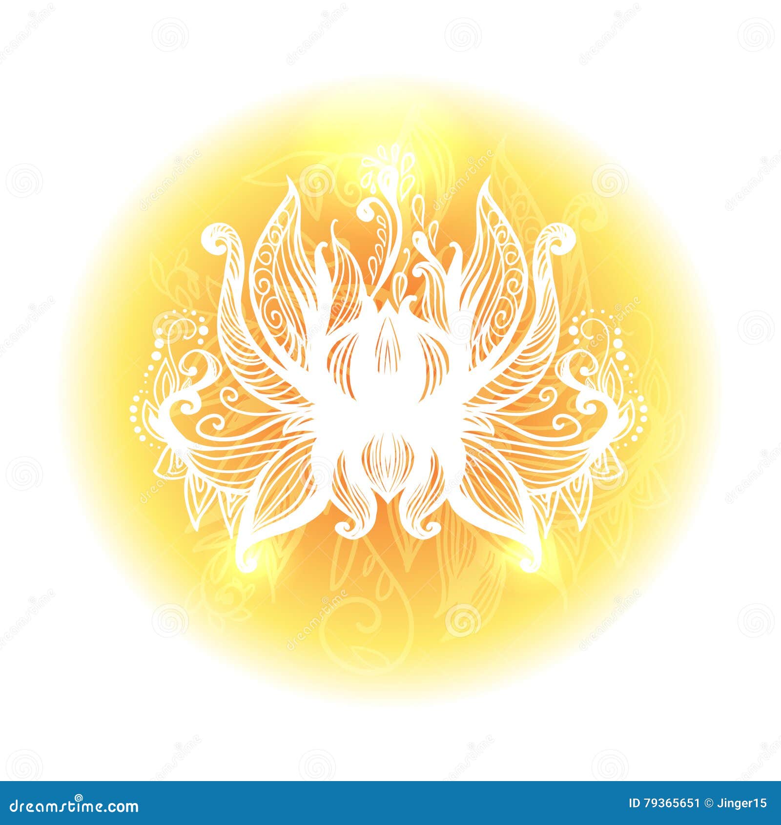 Open Stylized Lotus Flower. Decorative Round Composition Stock Vector ...