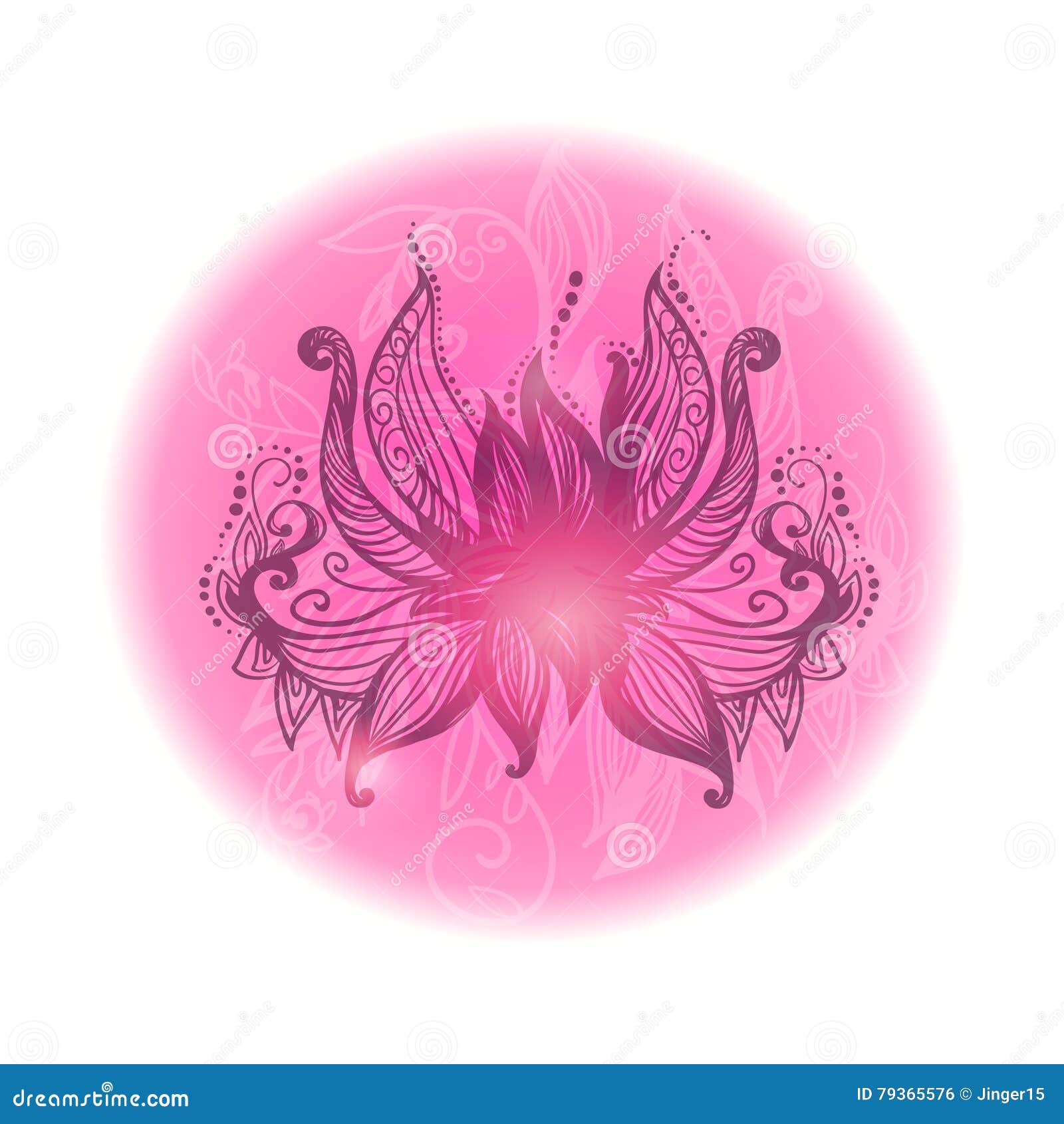 Open Stylized Lotus Flower. Decorative Round Vector Illustration Stock ...