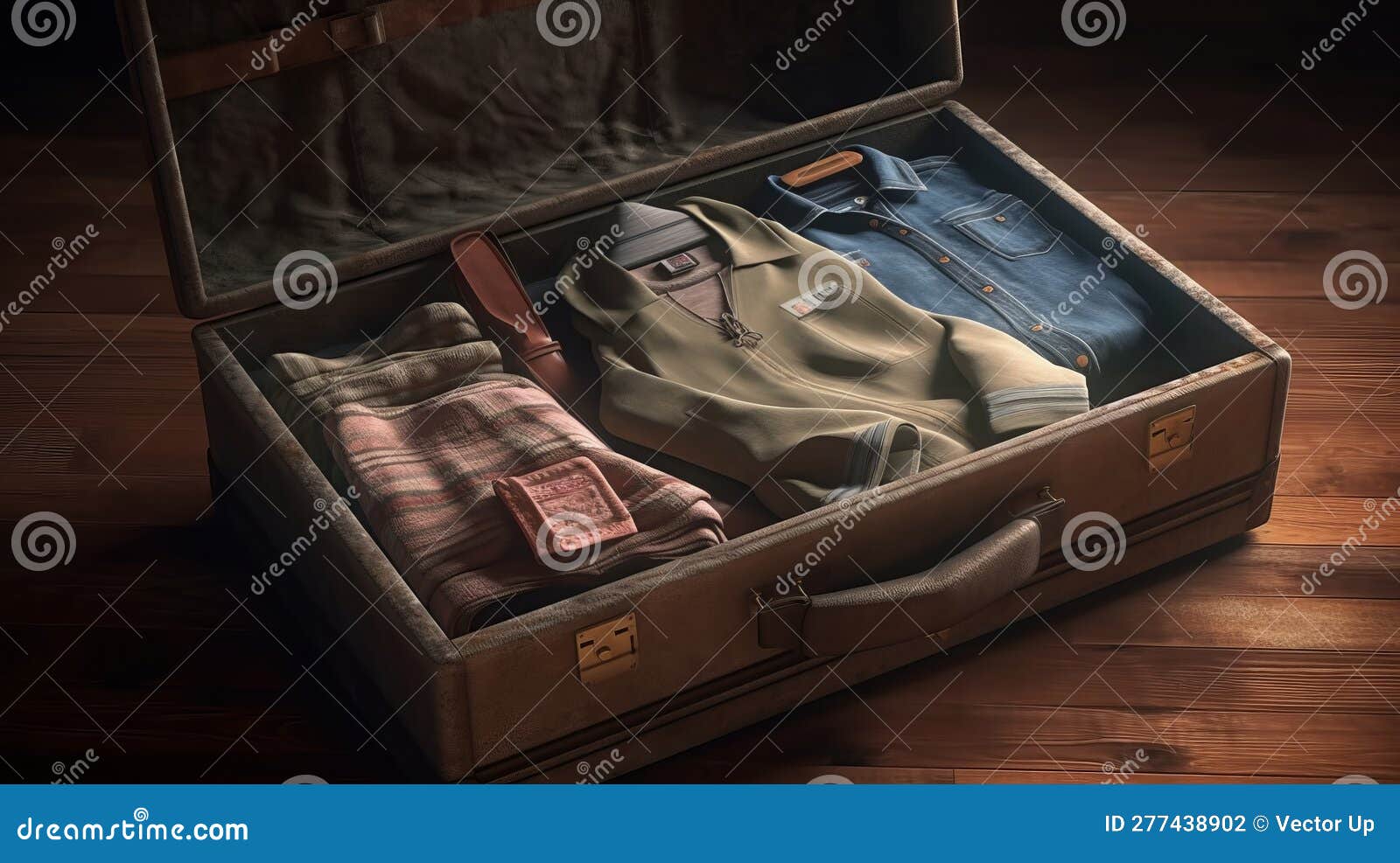 Open Suitcase with Casual Clothes. Generative AI Stock Illustration ...