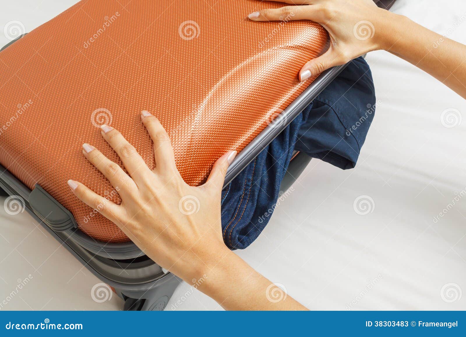 Open Suitcase with Clothes on Bed Stock Image - Image of document ...