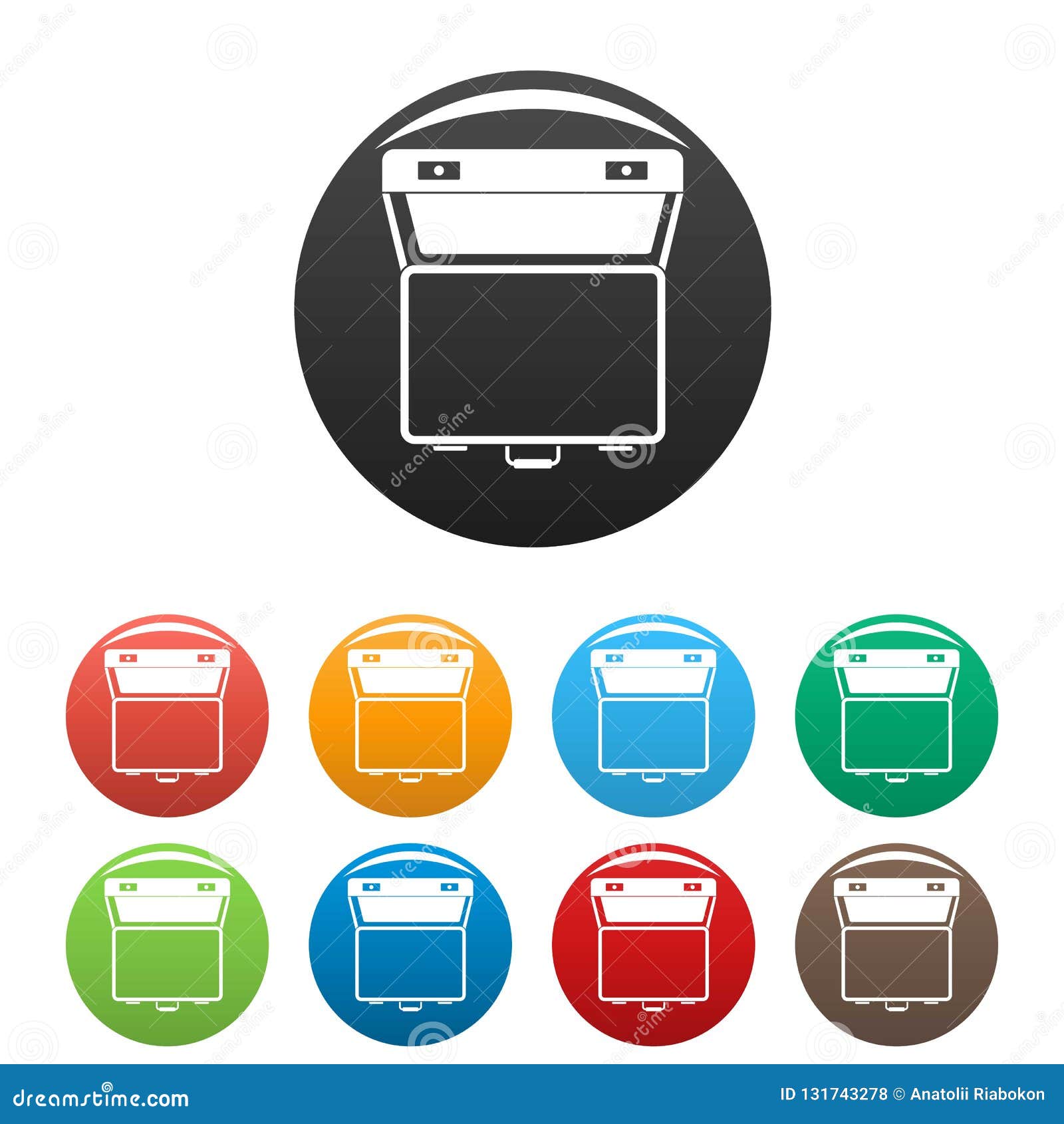 Open Suitcase Icons Set Color Stock Vector - Illustration of ...