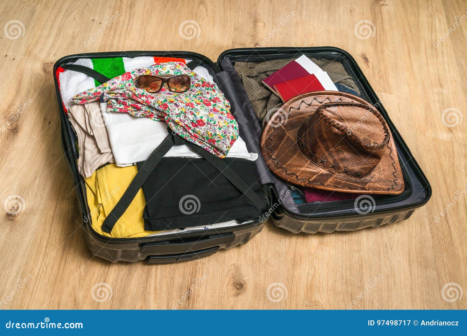 Open Suitcase Packed for Travelling Stock Image - Image of departure ...