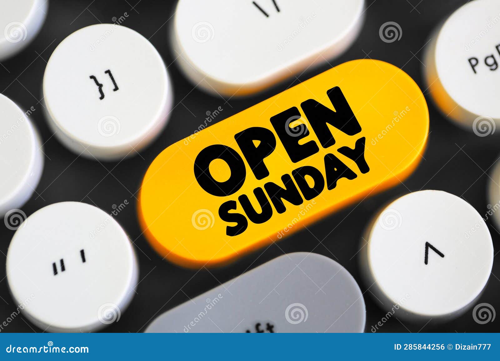 OPEN SUNDAY Text Concept Button on Keyboard for Presentations and ...