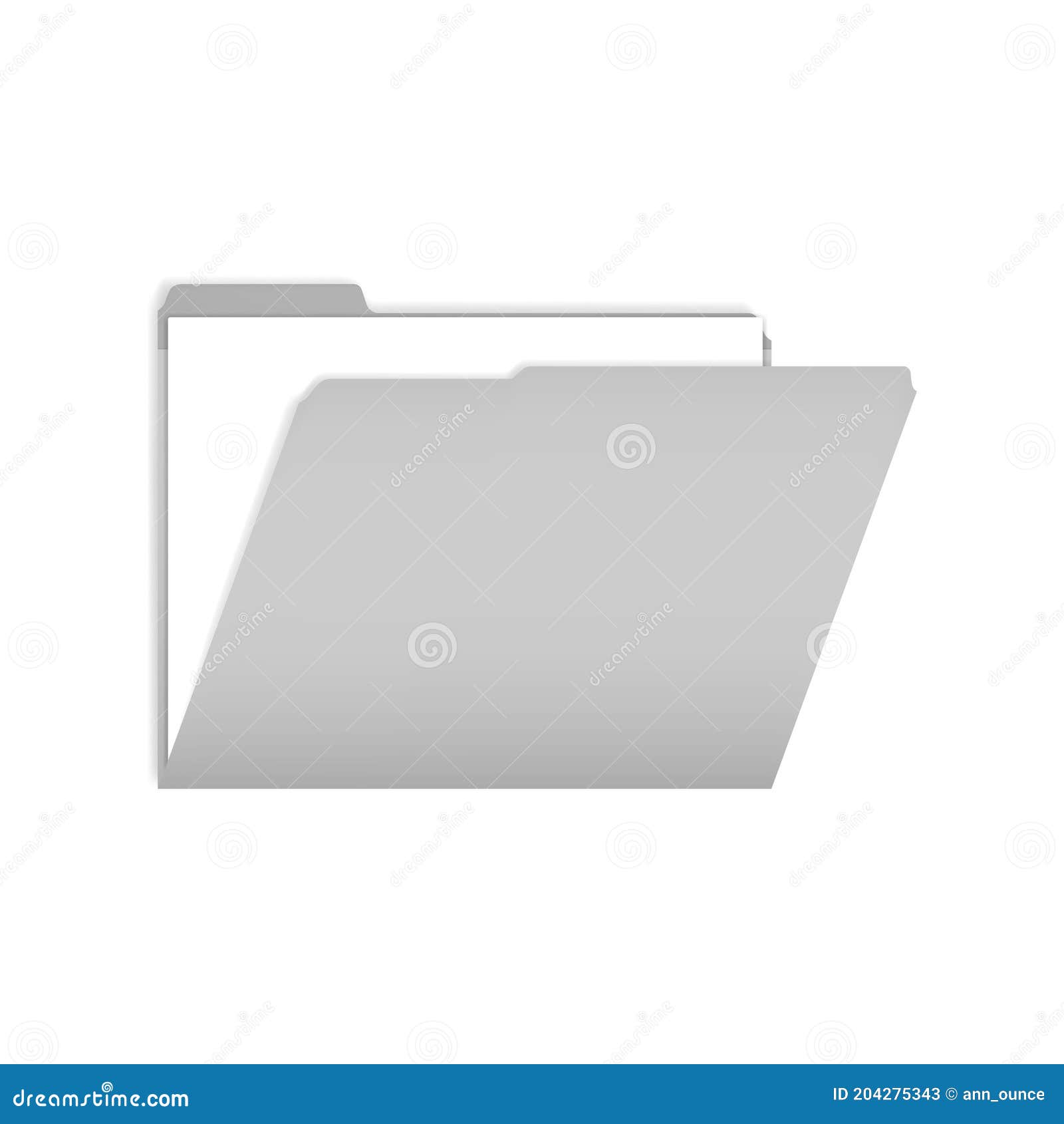 Open Tabbed File Folder Isolated On White Background Realistic Mock-up ...