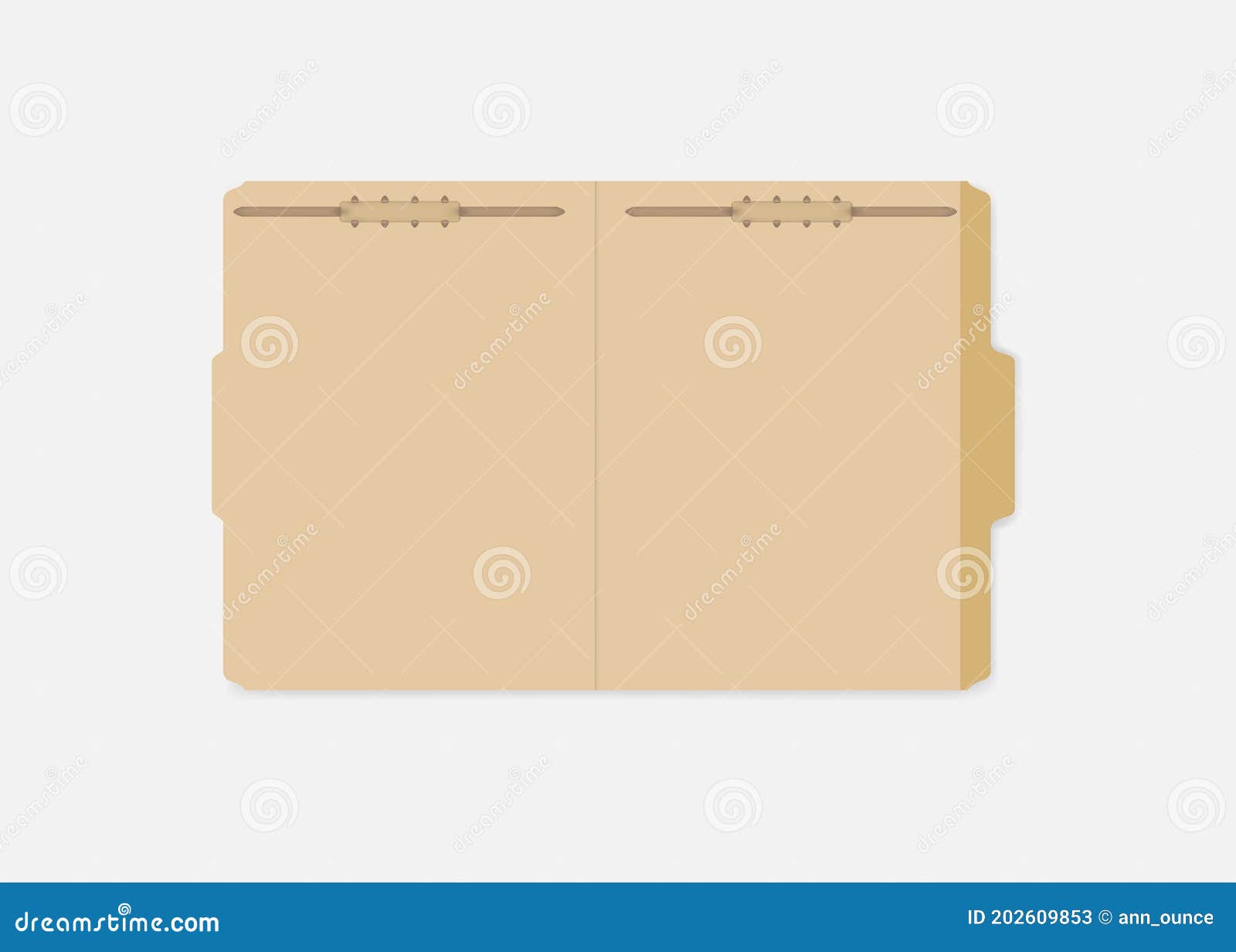 Open Tabbed File Folder Isolated On White Background Realistic Mock-up ...