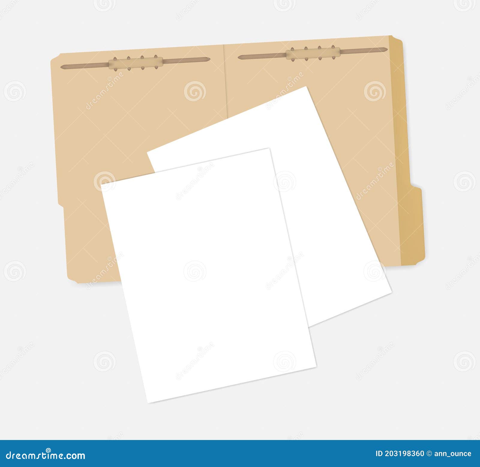 Open Tabbed File Folder Isolated On White Background Realistic Mock-up ...