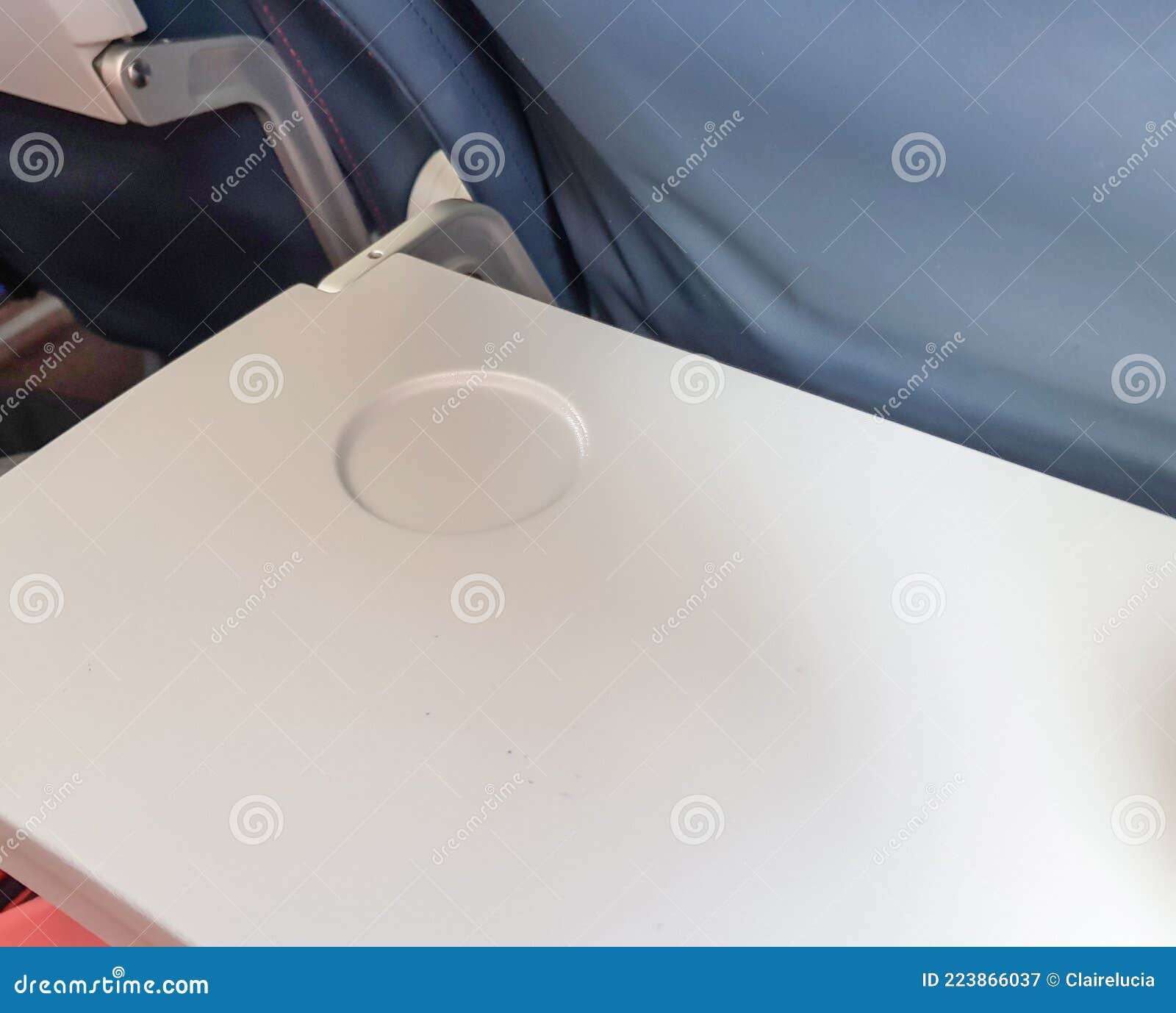 Open Table for an Airplane Tray with a Glass Stand, Close-up Stock ...