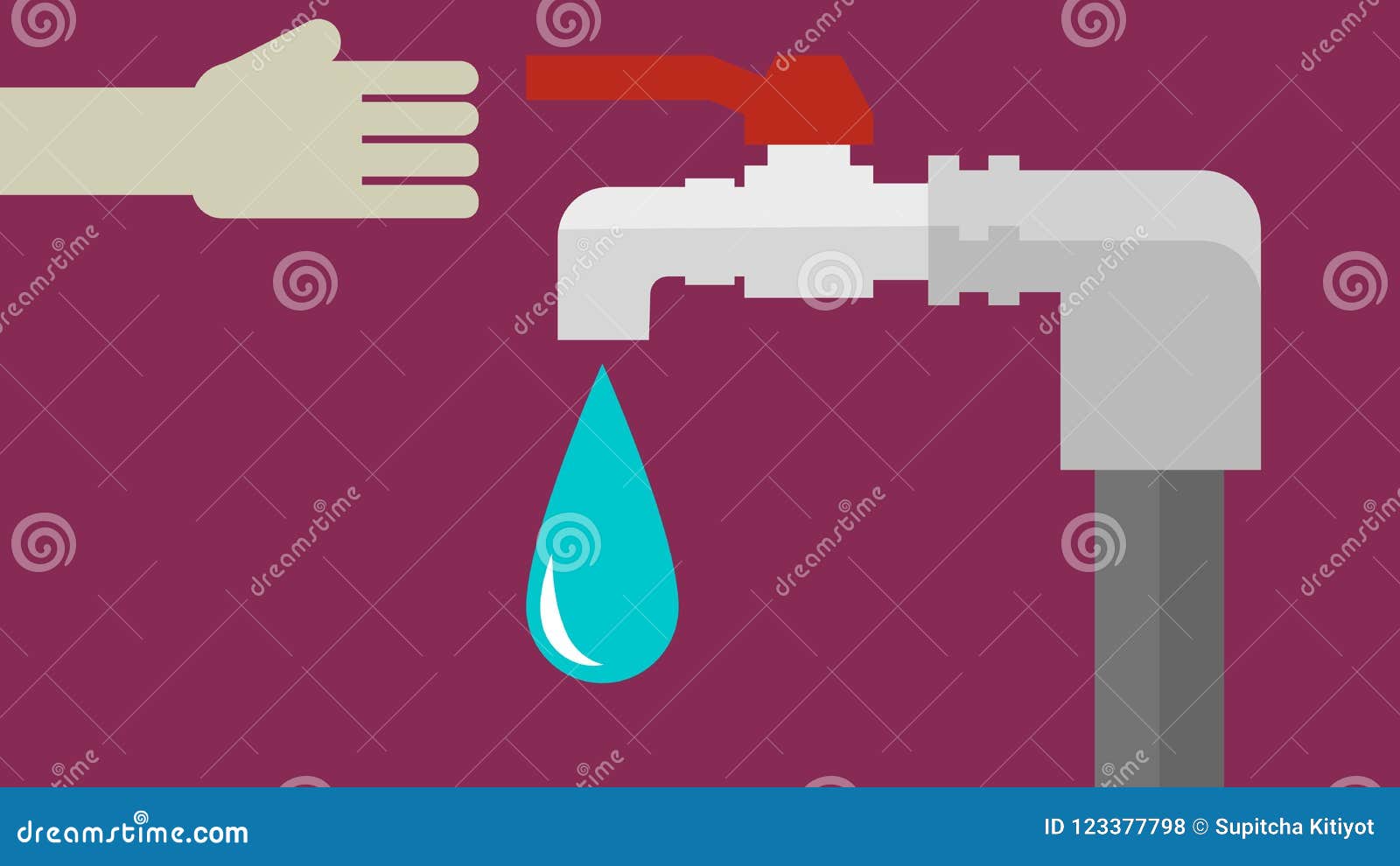 Open Tap with Water Shortage Stock Illustration - Illustration of ...