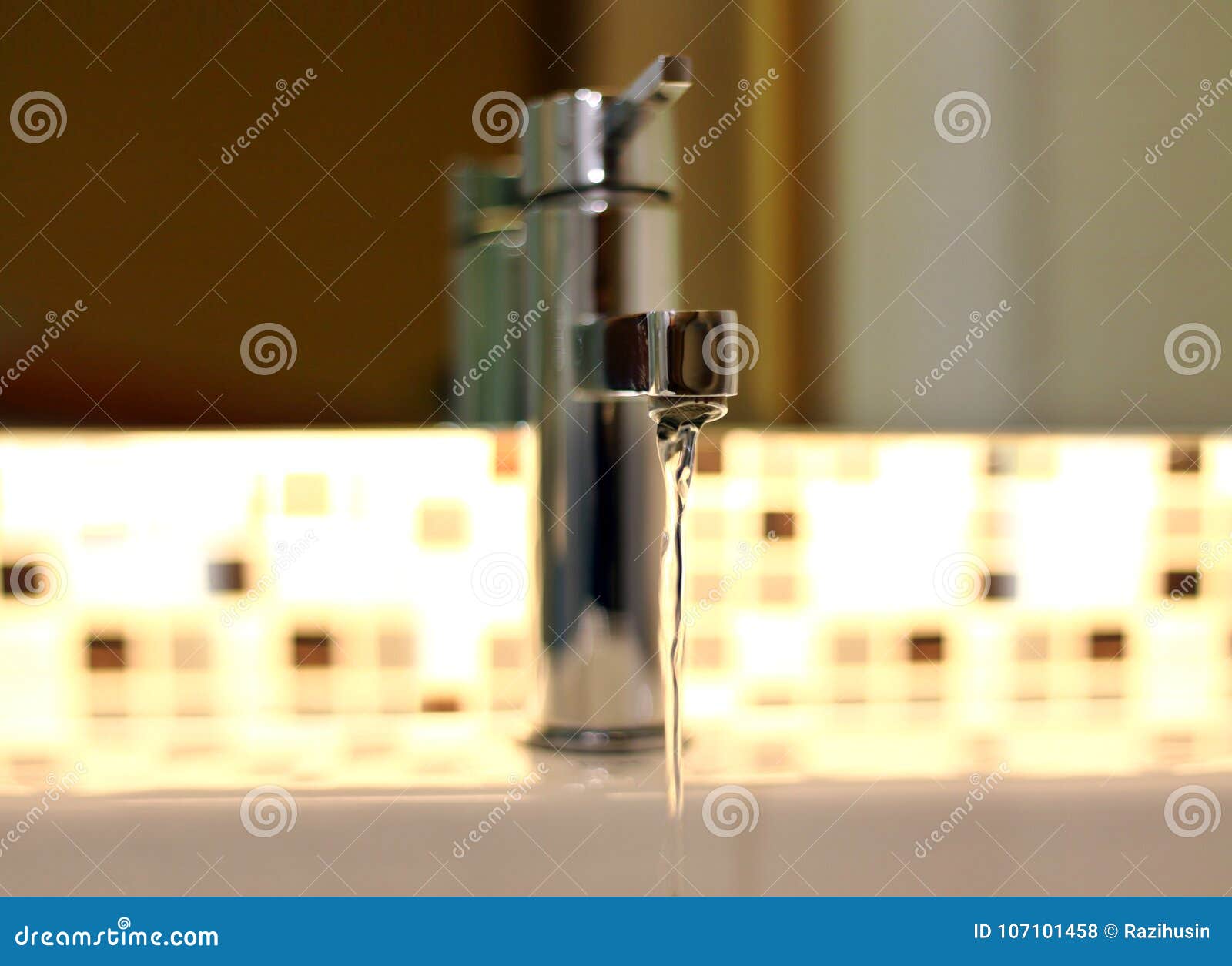 Open Tap Water with Chrome Faucet Stock Photo - Image of blur, chrome ...