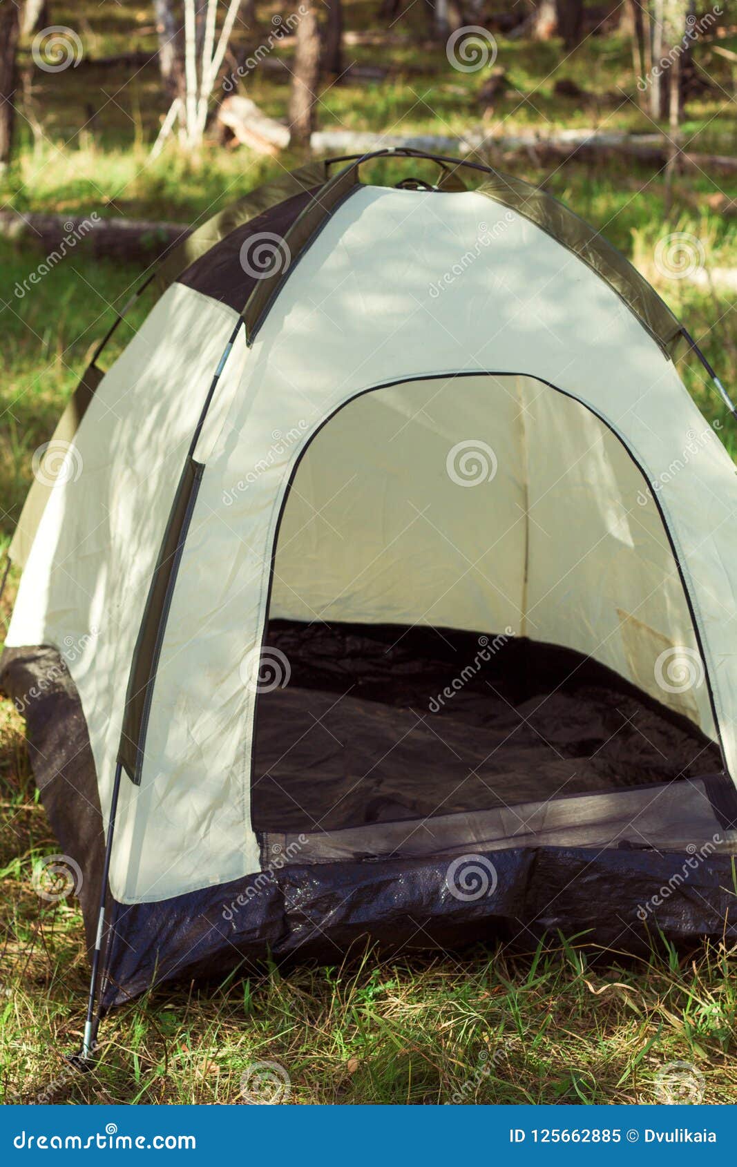 Open tent stock image. Image of campsite, forest, tent - 125662885