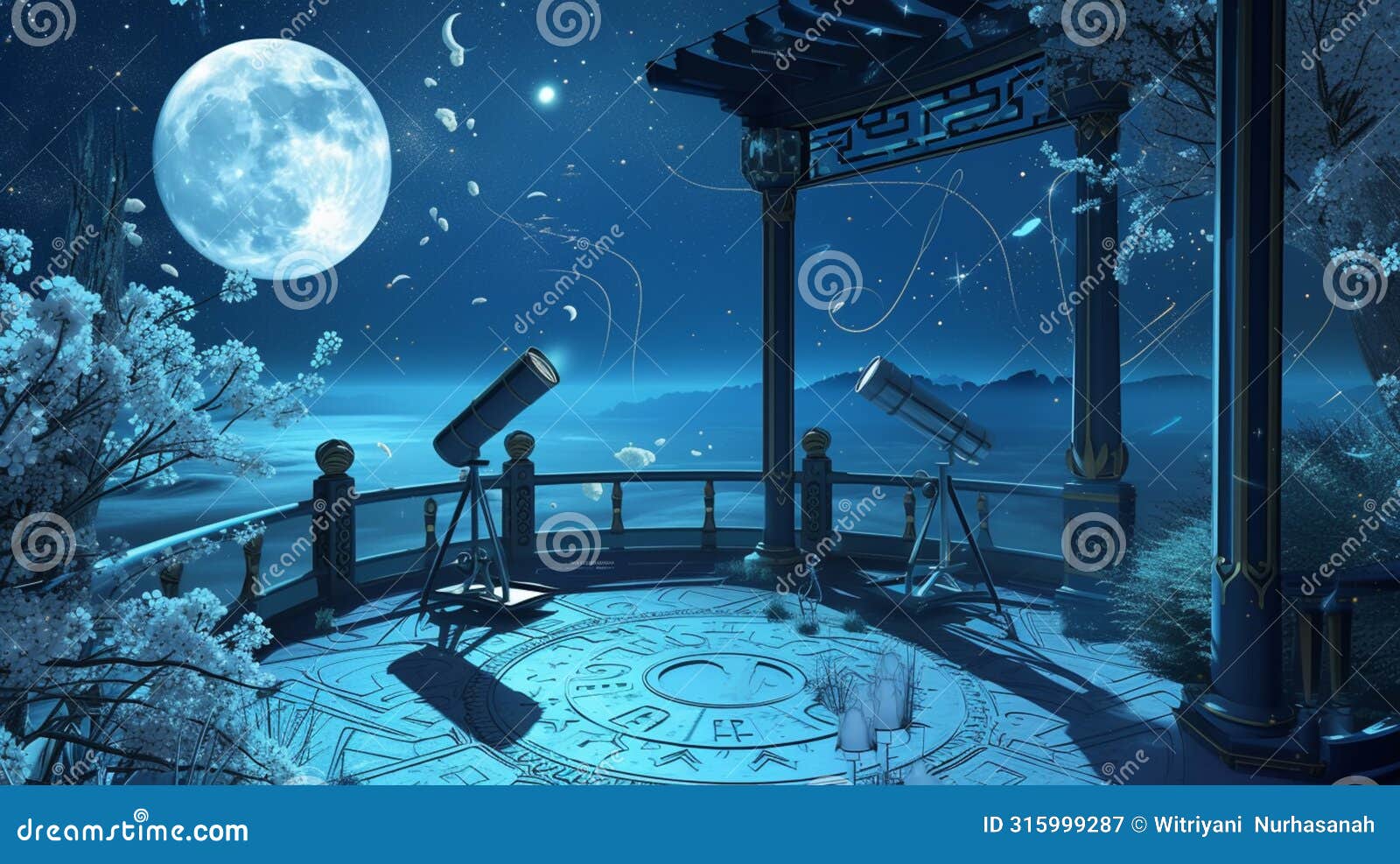 An Open Terrace of a Celestial Observatory with Telescopes Pointed at ...