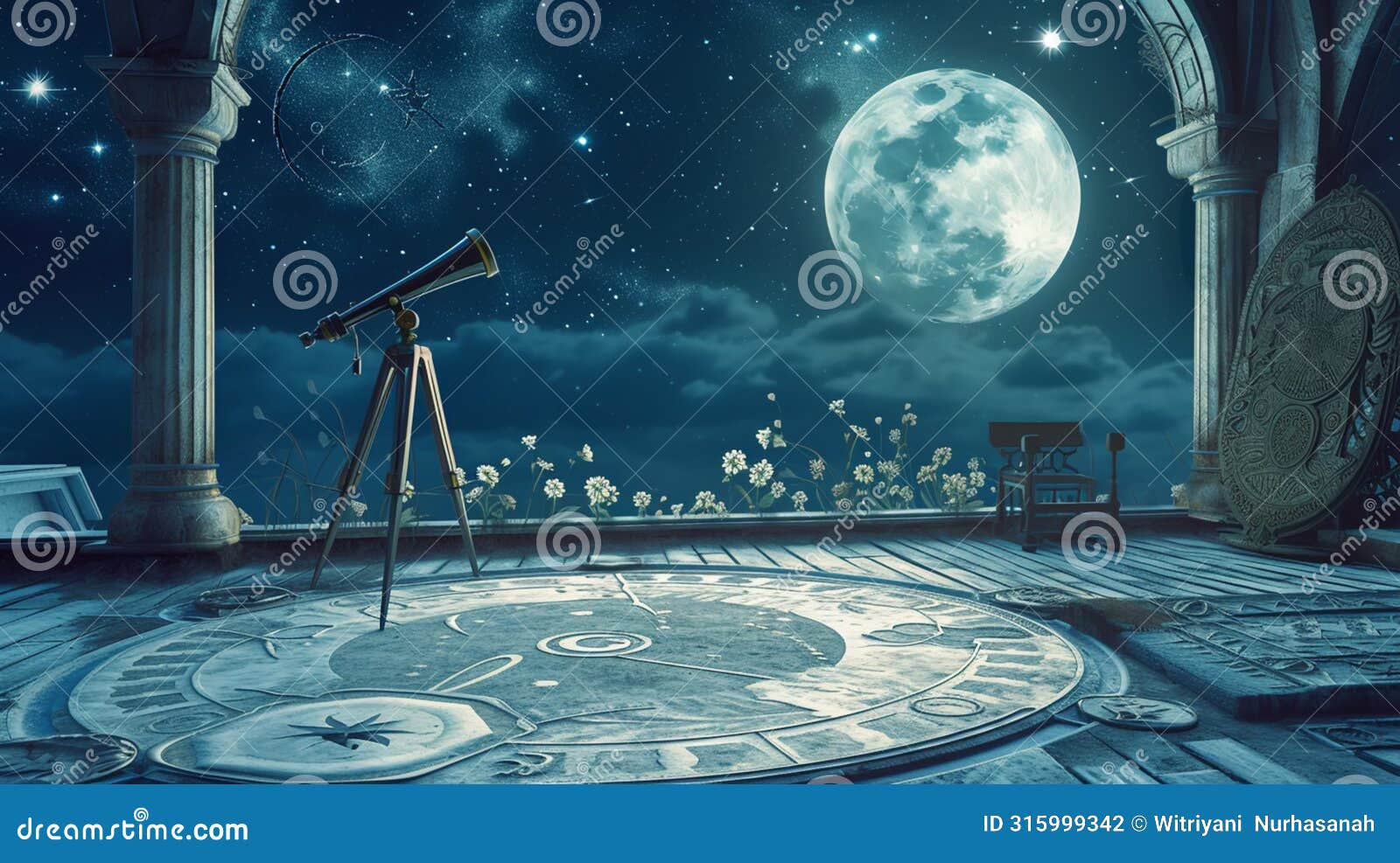 An Open Terrace of a Celestial Observatory with Telescopes Pointed at ...