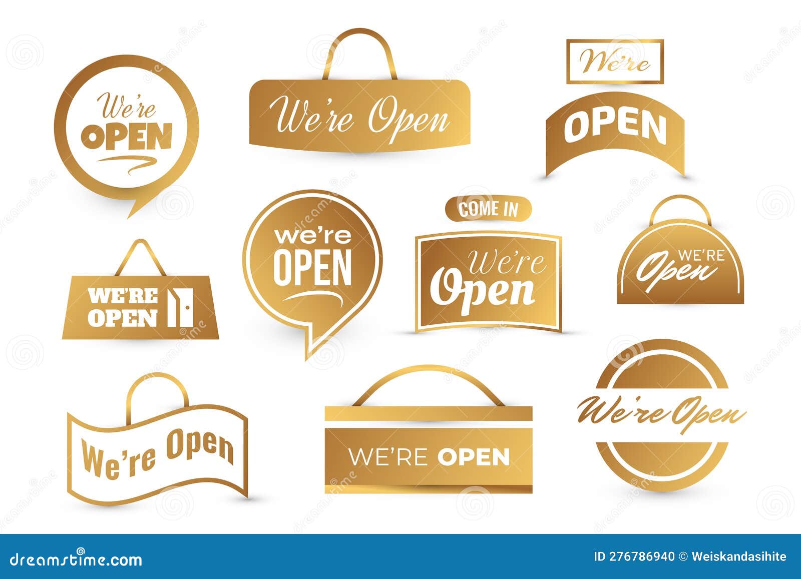 We are Open, Text Collection for Sticker, Flyer, Header, Banner ...