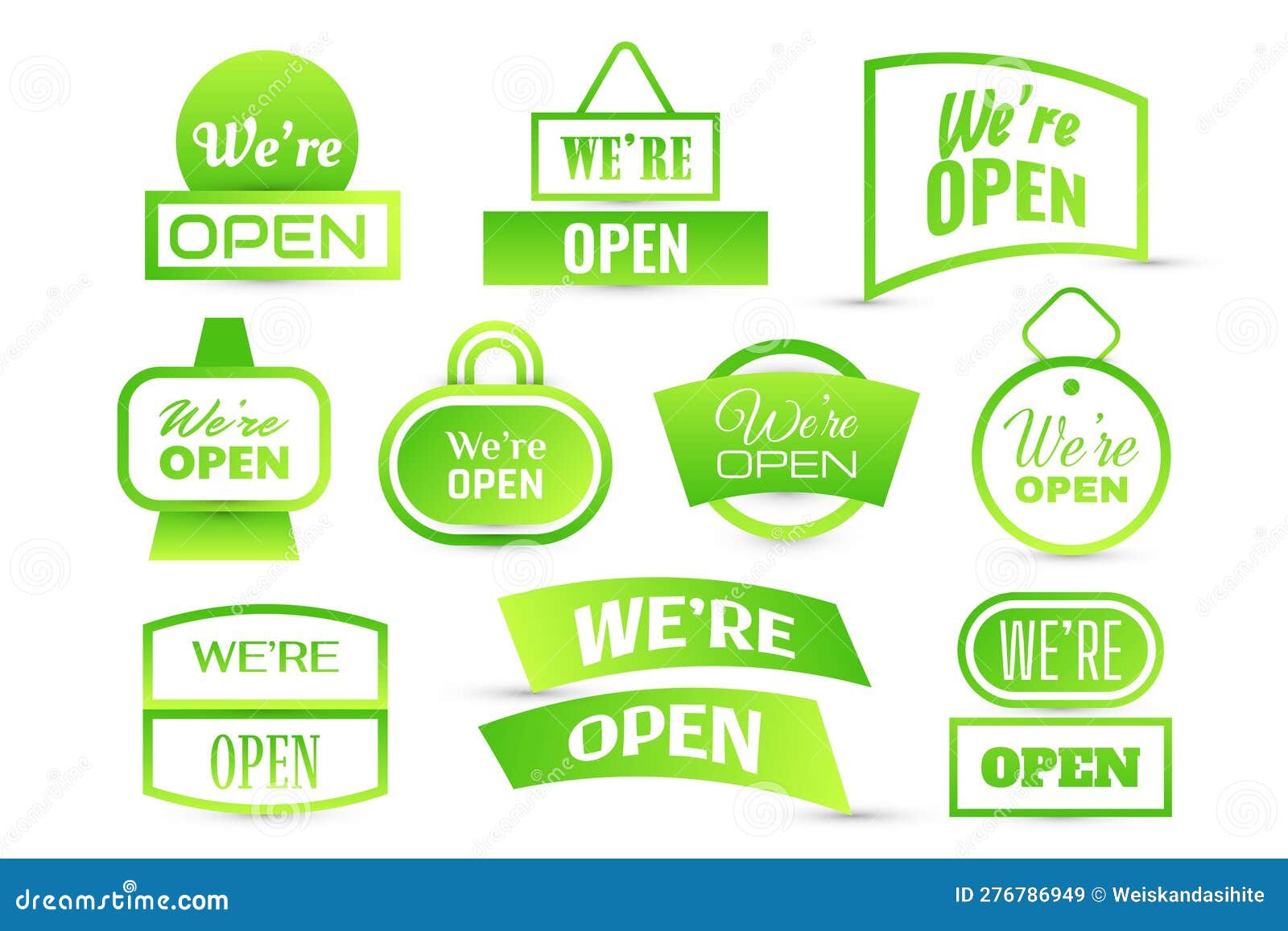 We are Open, Text Collection for Sticker, Flyer, Header, Banner ...