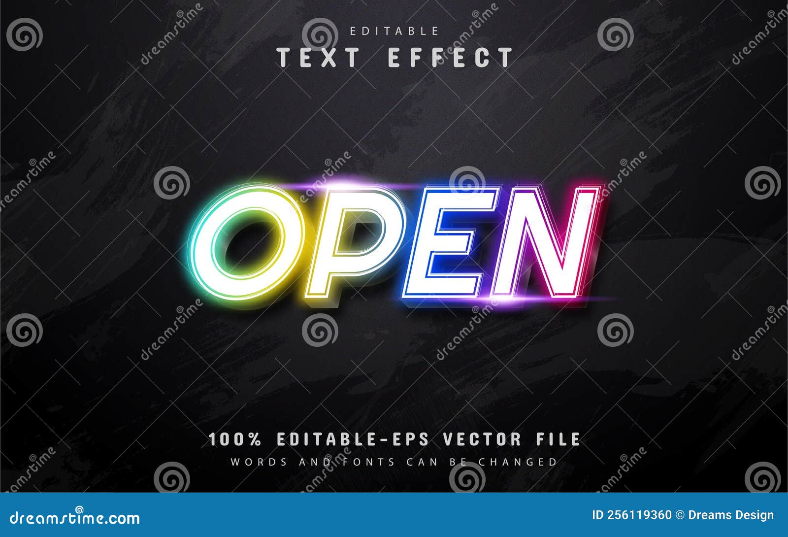 Open Text, Colorful Neon Style Text Effect Stock Vector - Illustration ...