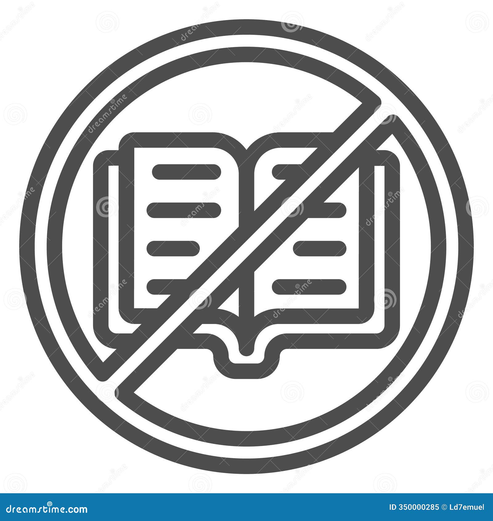 Open Textbook Ban Line Icon, Prohibited Elements Concept. Vector ...