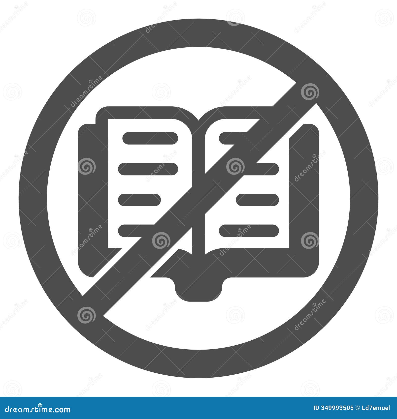 Open Textbook Ban Solid Icon, Prohibited Elements Concept. Vector ...