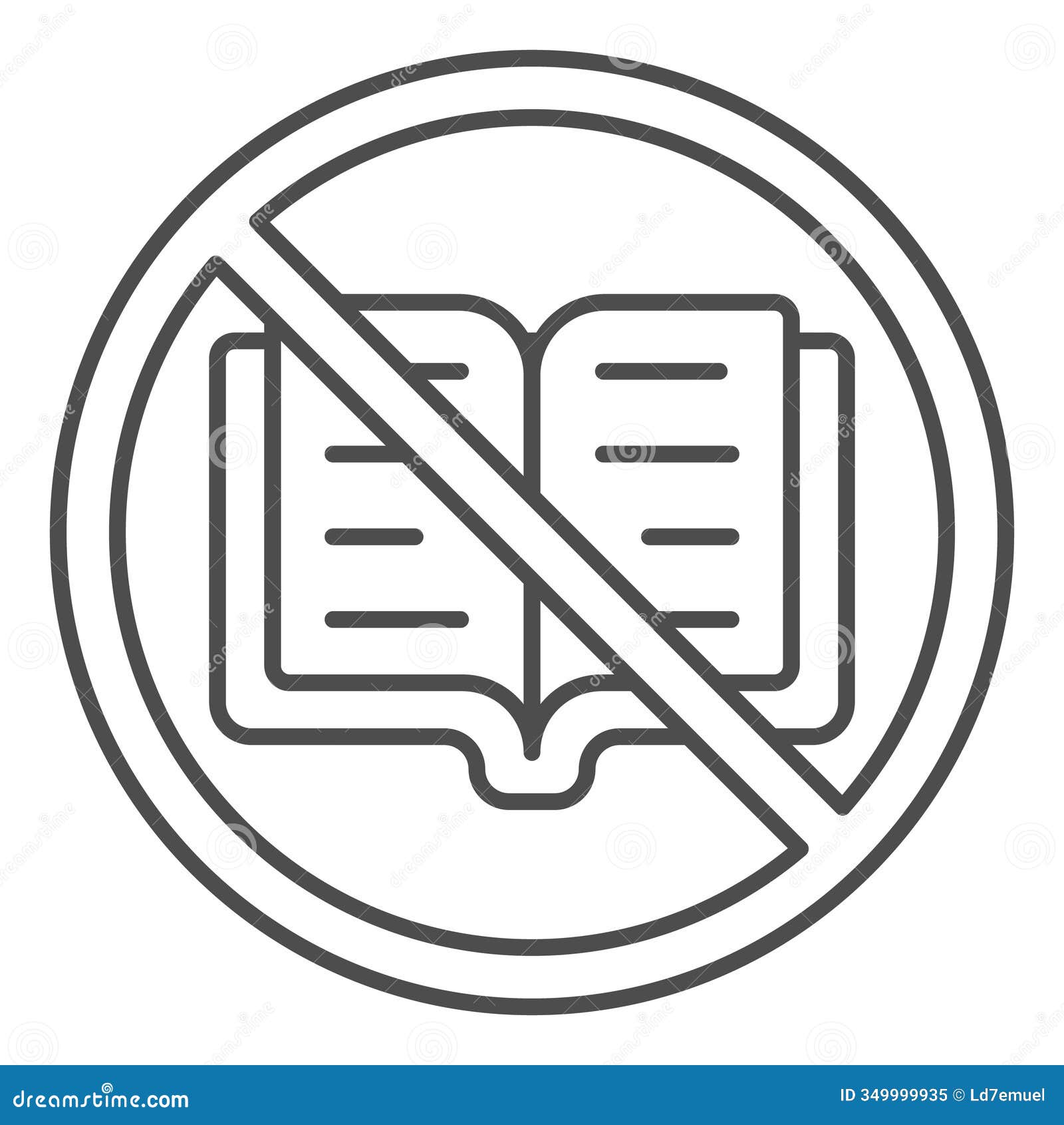 Open Textbook Ban Thin Line Icon, Prohibited Elements Concept. Vector ...
