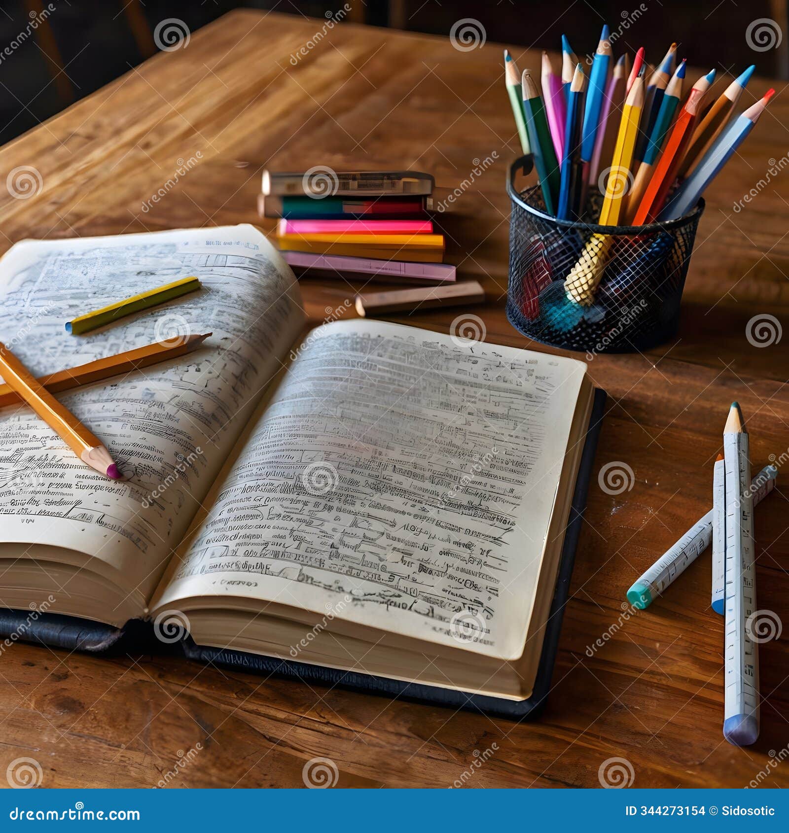 Open Textbook and Learning Tools Stock Illustration - Illustration of ...