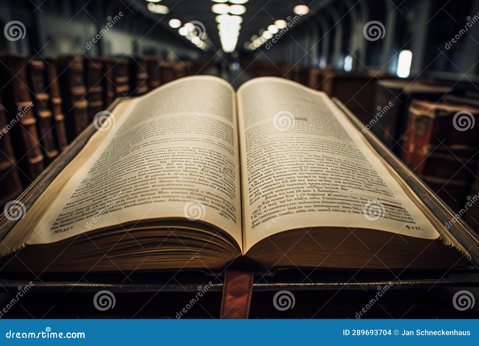 An Open Textbook in a Library. Generative AI. Stock Illustration ...